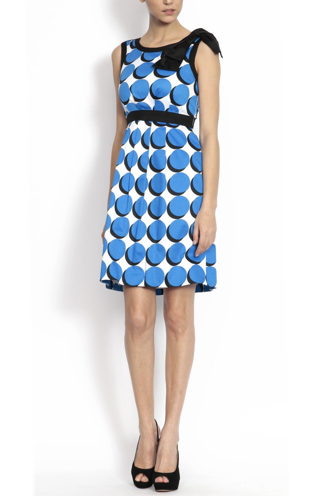 Ample A-line dress made of dots print fabric | Rz6078 | NISSA